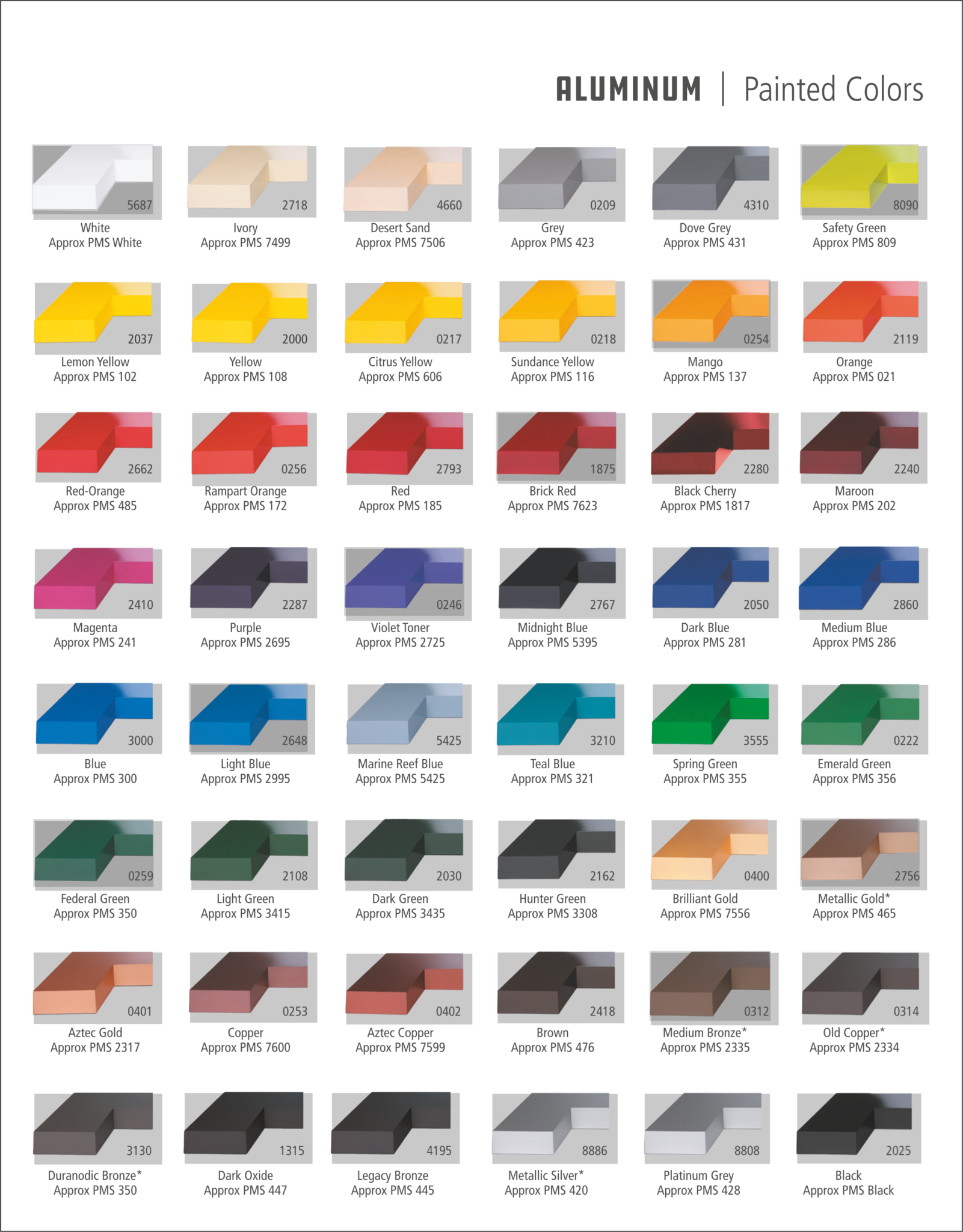 Aluminium Letters Paint Colour Swatch | METAL LETTERS